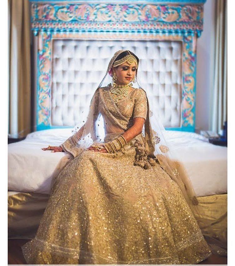 28 Eye Catching Golden Bridal Lehenga Designs Ideas for this Wedding