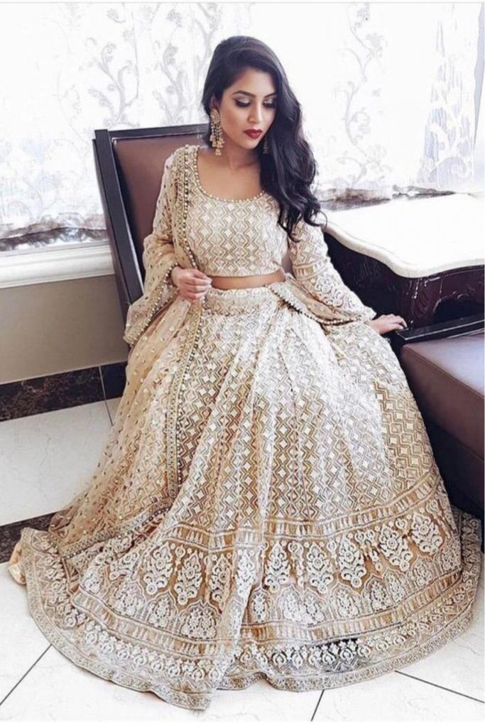 28 Eye Catching Golden Bridal Lehenga Designs Ideas for this Wedding